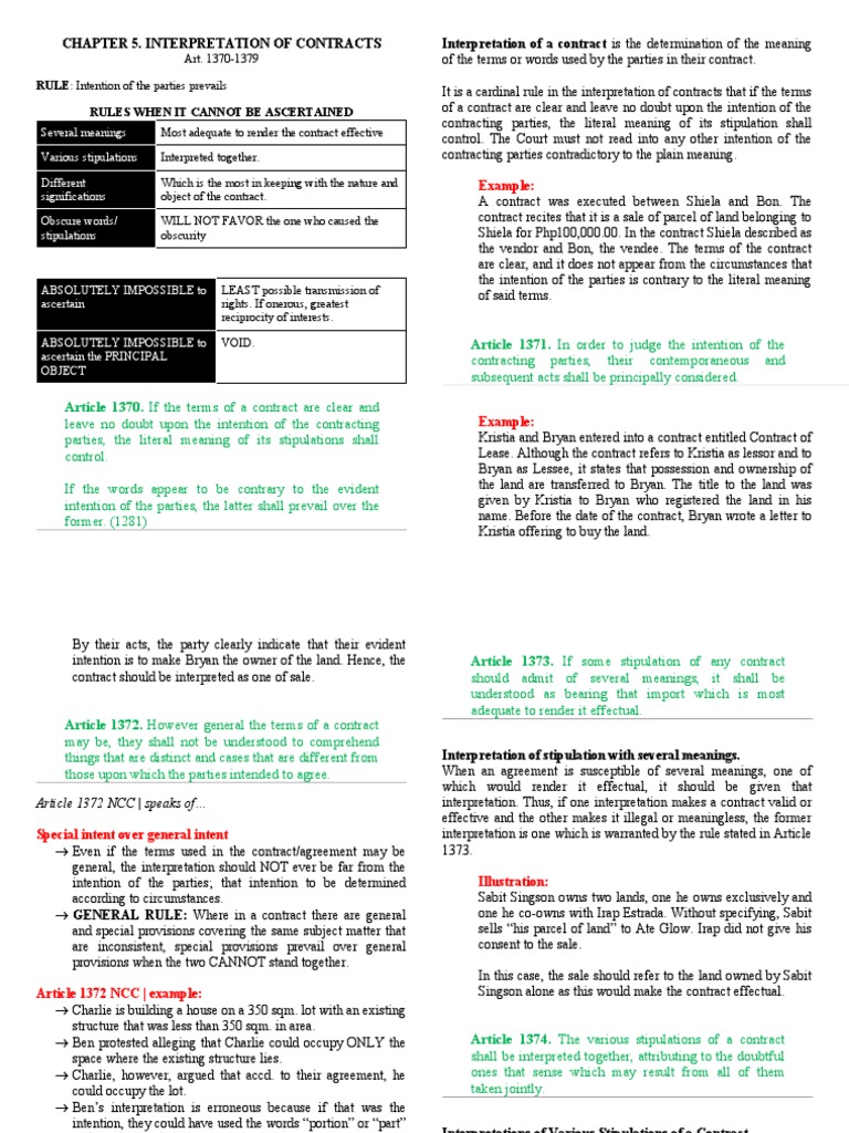 Chapter 5 - Interpretation of Contracts | PDF | Guarantee | Surety