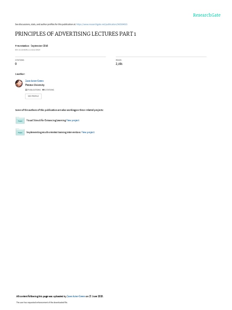 Principles of Advertising Lectures Part 1 | PDF | Advertising | Brand