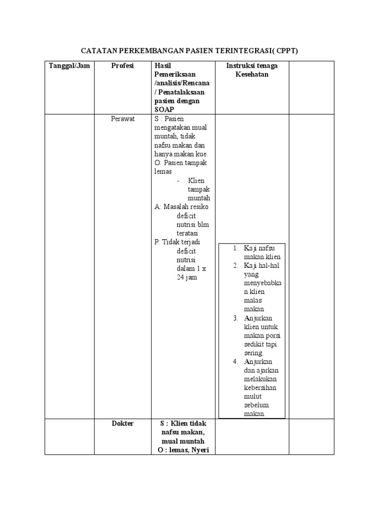 Catatan Perkembangan Pasien Terintegrasi | PDF