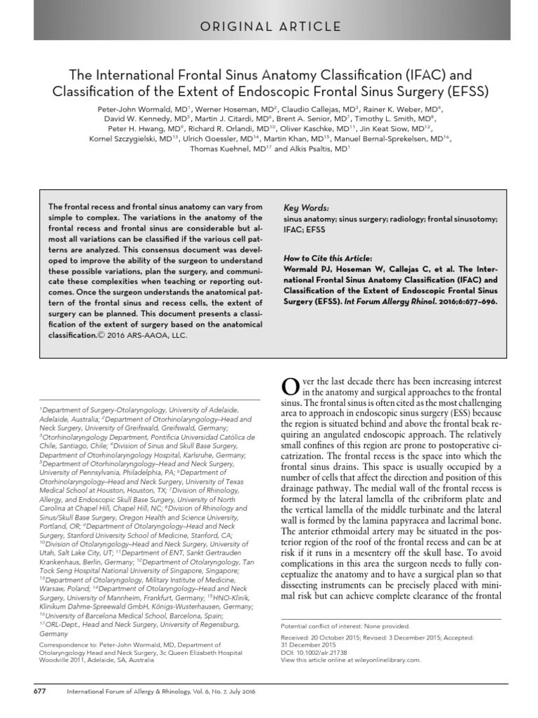 He International Frontal Sinus Anatomy Classification (IFAC) and ...