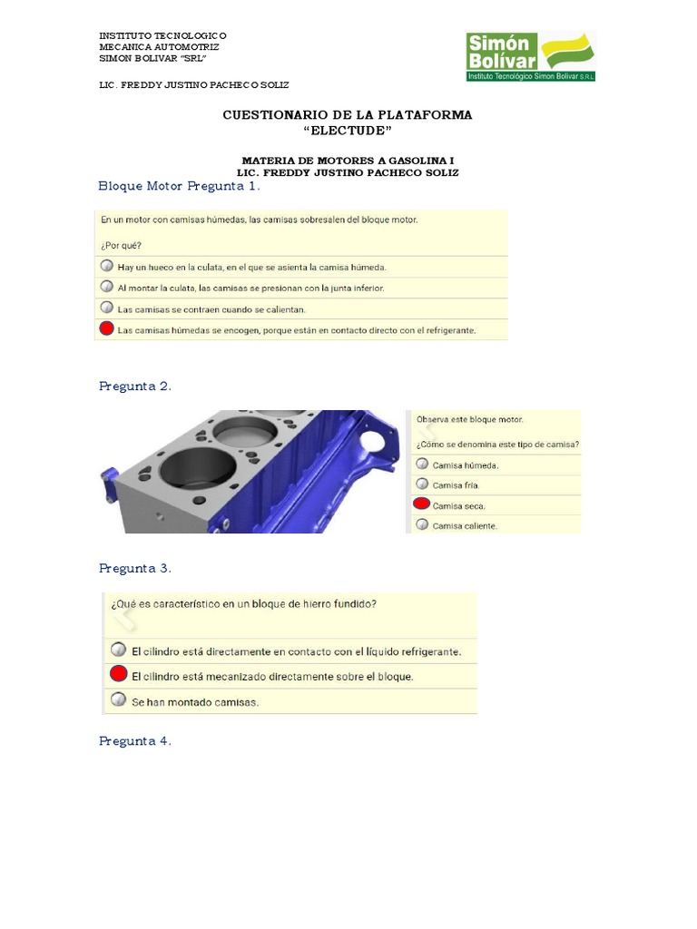 Cuestionario de La Plataforma Electude 2 | PDF