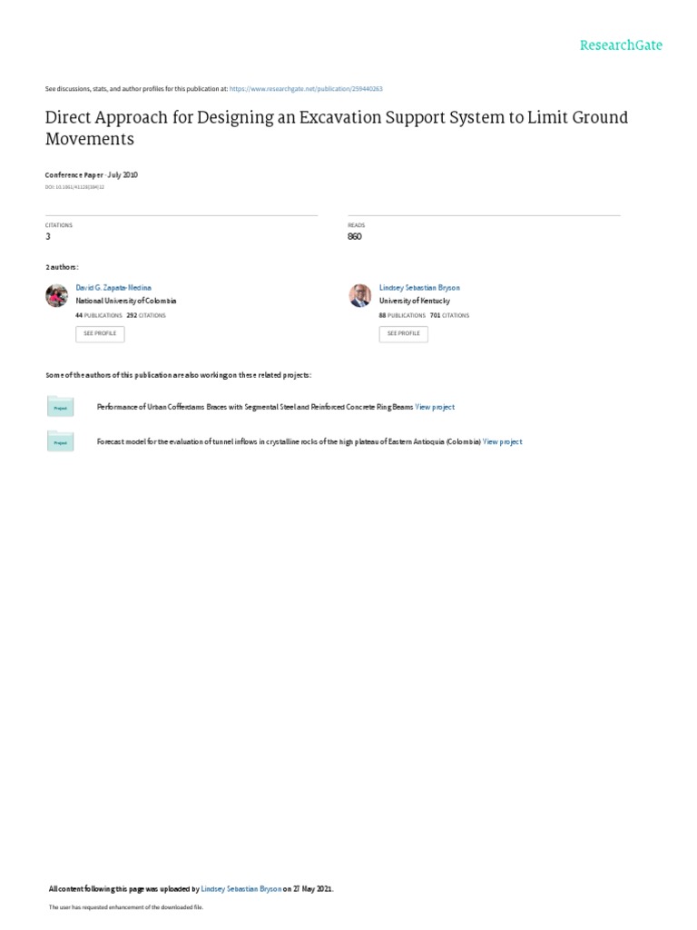 Excavation Support System Design Method | PDF | Stiffness | Bending