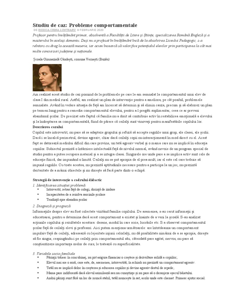 Studiu de Cazdespre Comportament | PDF
