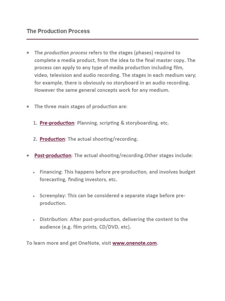 The Production Process | Download Free PDF | Filmmaking | Entertainment