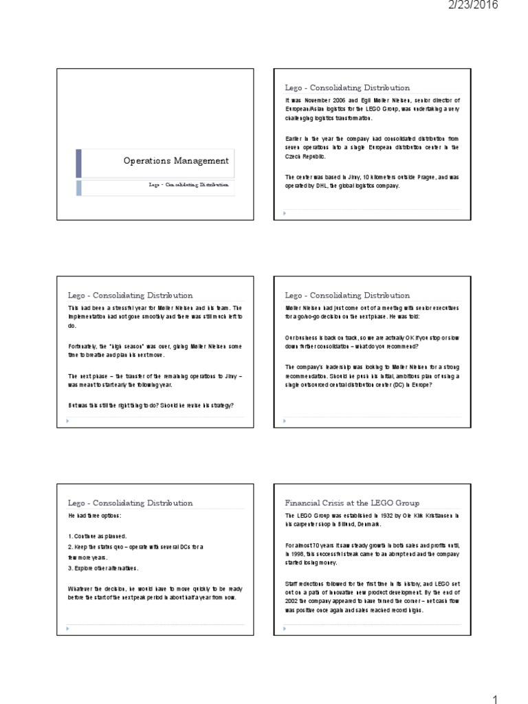 Lego - Consolidating Distribution | PDF | Supply Chain | Logistics