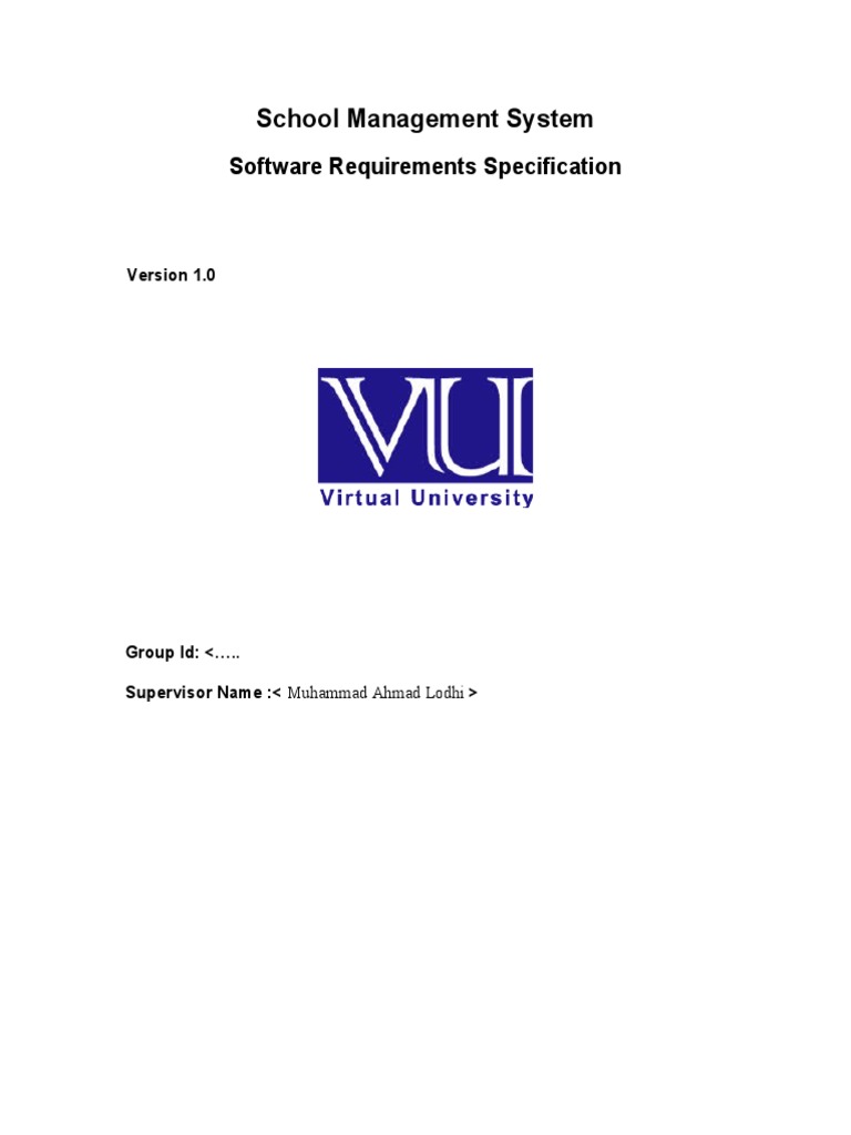 School Management System SRS | PDF | Use Case | Microsoft Visual Studio