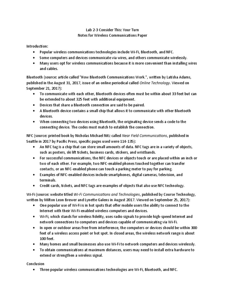 Lab 2-3 Consider This Your Turn Wireless Communications Notes ...