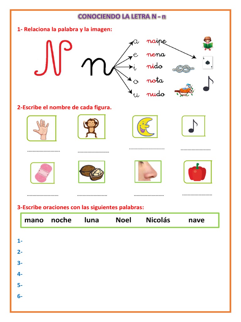 Ficha Conociendo La Letra N | PDF | Historia