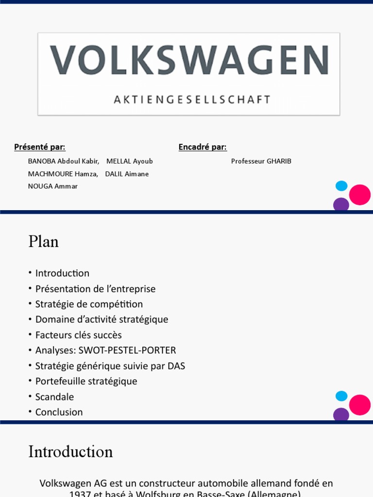 Analyse stratégique de Volkswagen AG | PDF | Volkswagen | Groupe Volkswagen