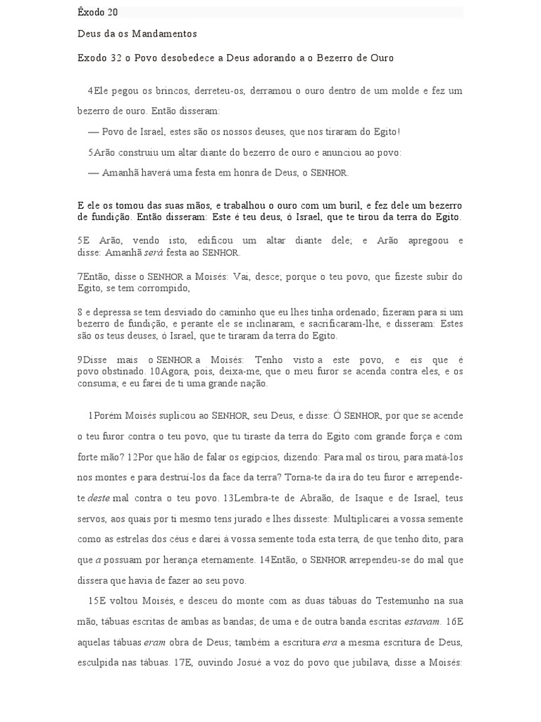 êxodo 20 Pdf Aarão Moisés