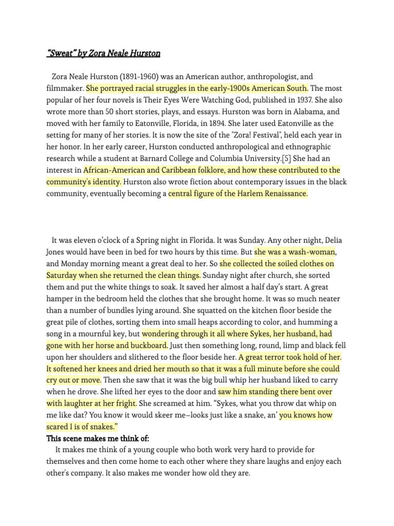 "Sweat" by Zora Neale Hurston | PDF