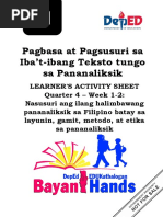 4TH QUARTER Module PAGBASA-PAGSUSURI (Week1&2) | PDF