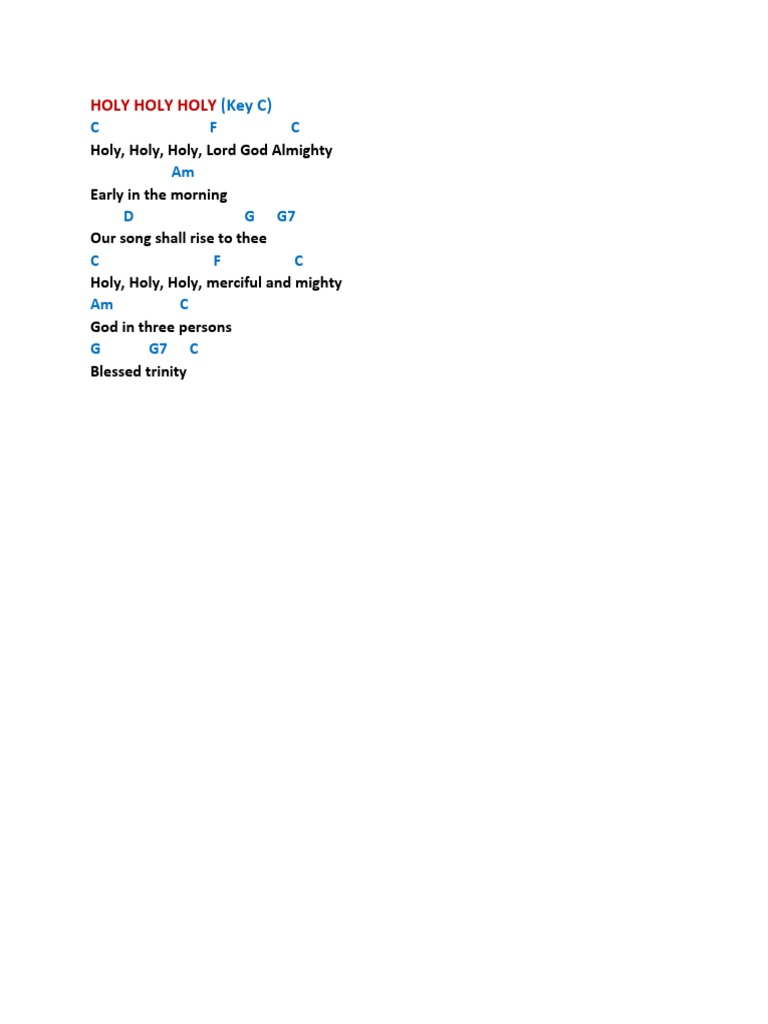 Holy Holy Holy (Key C) | PDF