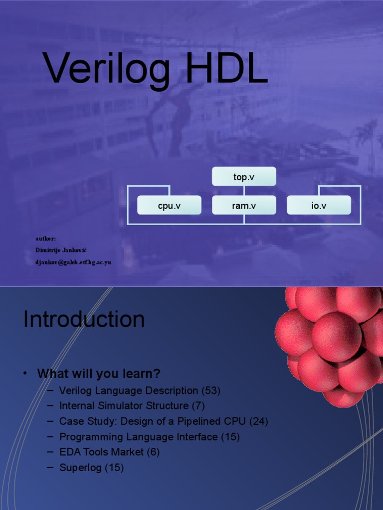 Verilog HDL: Top.v Cpu.v Ram.v Io.v | PDF | Hardware Description Language | Logic Synthesis