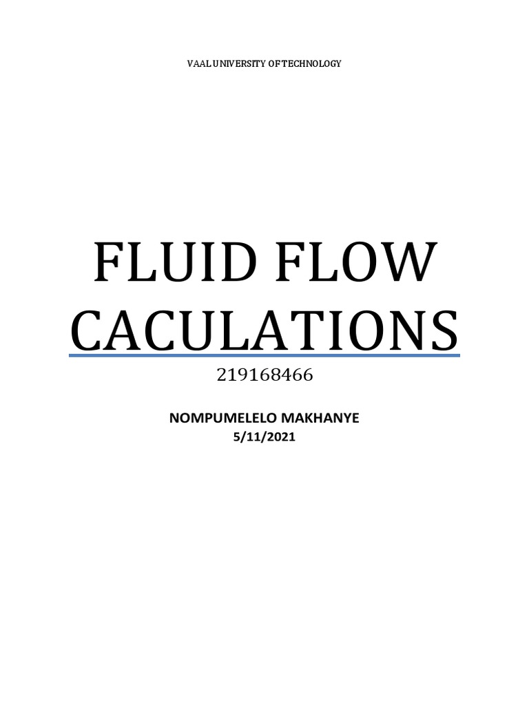 Fluid Flow Calculations | PDF | Mechanics | Motion (Physics)