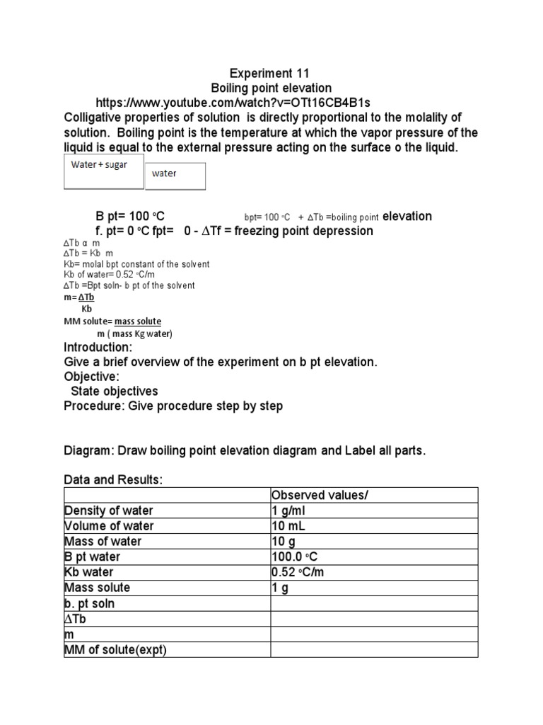 Experiment 11 Boiling Point Elevation | PDF