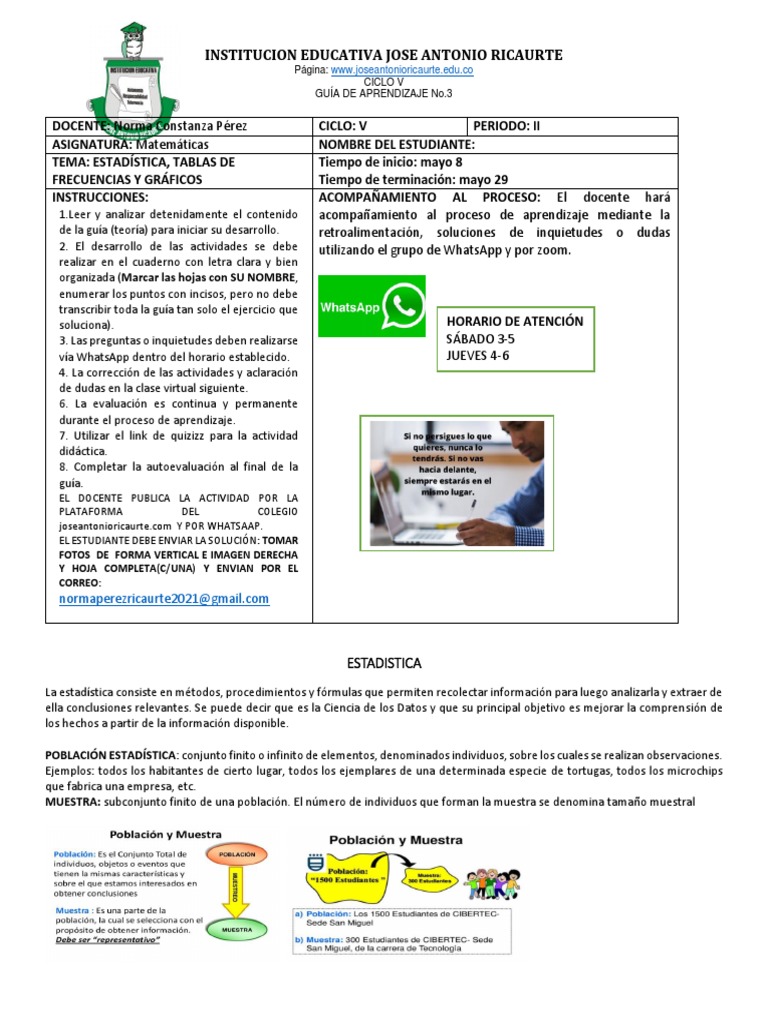 Guía No.3 Estadistica. Tablas y Gráficos Periodo Lescturas Informativas ...