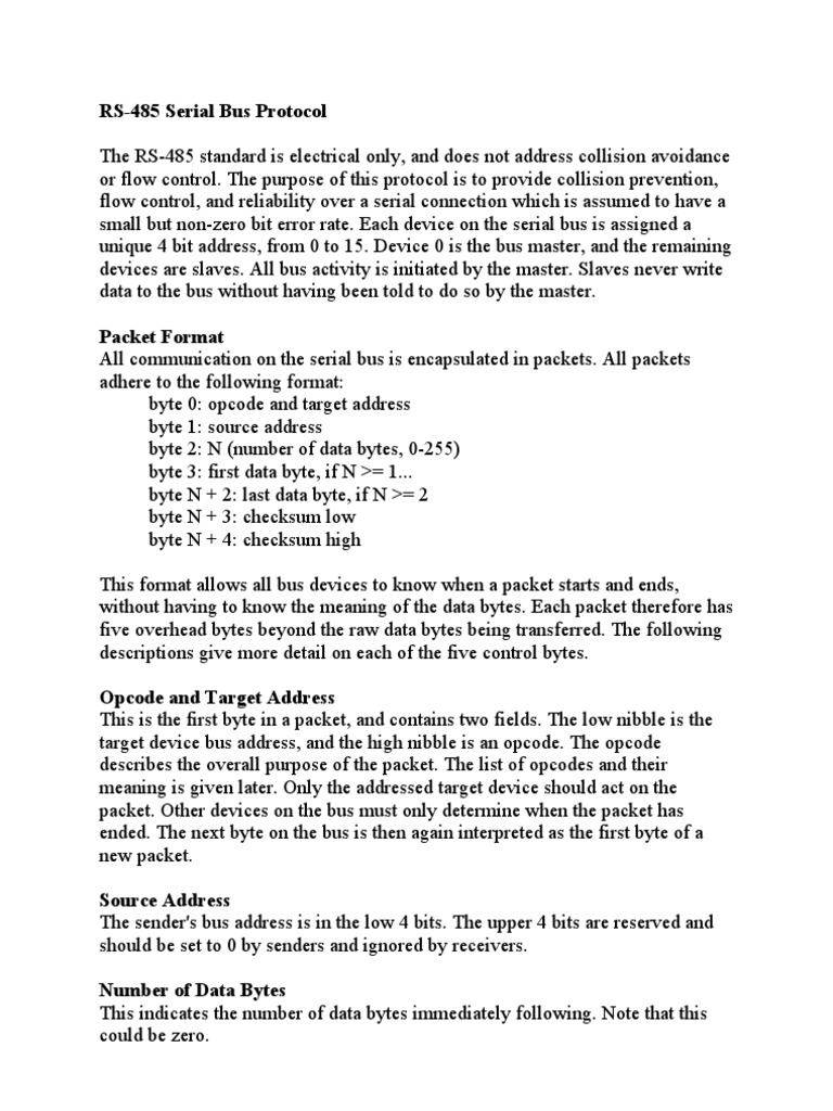 RS 485 Serial Bus Protocol | Download Free PDF | Network Packet ...