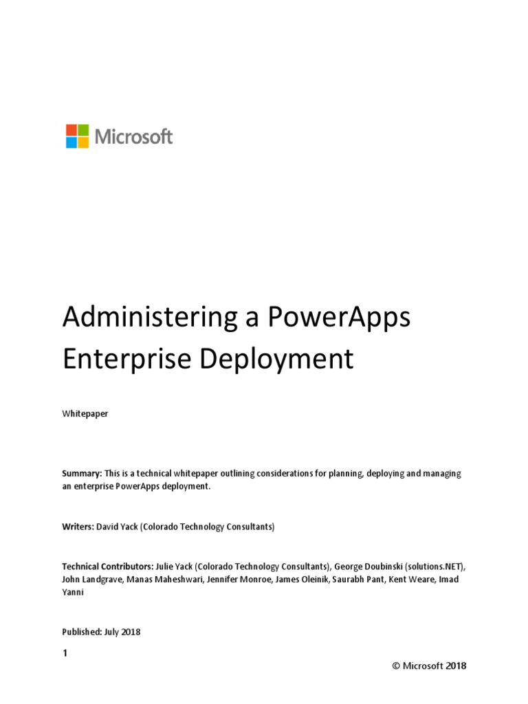 PowerApps Governance and Deployment Whitepaper | PDF | Web Application ...