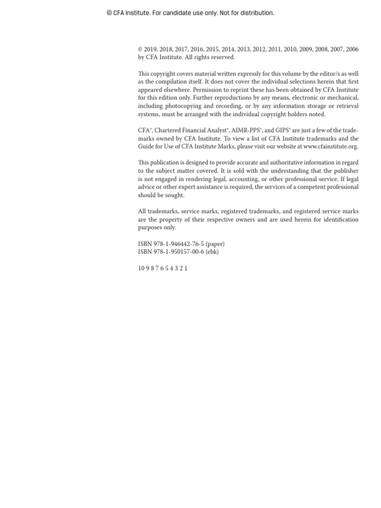 © CFA Institute. For Candidate Use Only. Not For Distribution | PDF