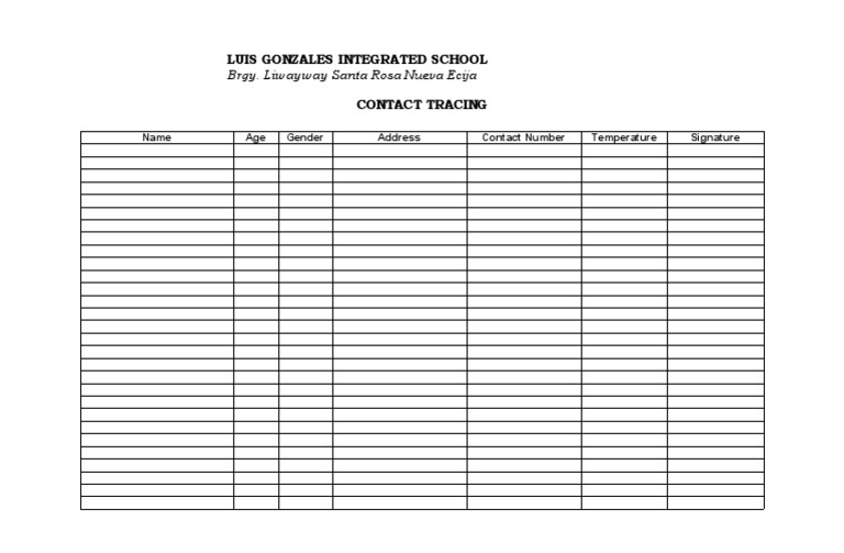 Contact Tracing Form | PDF
