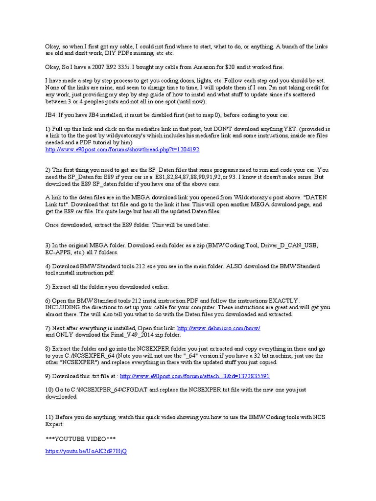 BMW Coding Guide | PDF | Zip (File Format) | Computer File