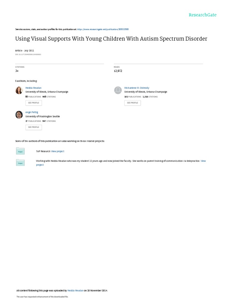 Using Visual Supports With Young Children With Aut | PDF | Autism ...