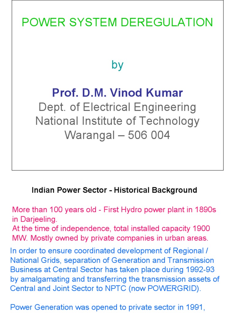 Overview of Power System Deregulation | PDF | Electric Power ...