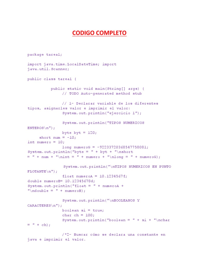 Tarea Java p1 | Descargar gratis PDF | Java (lenguaje de programación ...