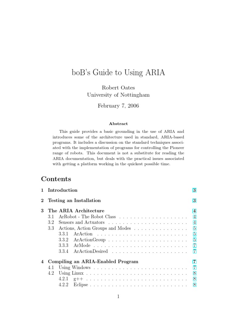 Bob'S Guide To Using Aria: Robert Oates University of Nottingham ...