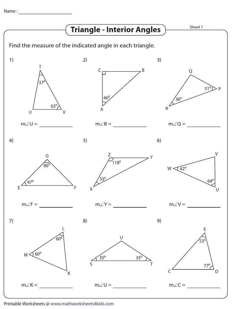 Finding Interior Angles 1 | PDF | Triangle | Geometric Objects