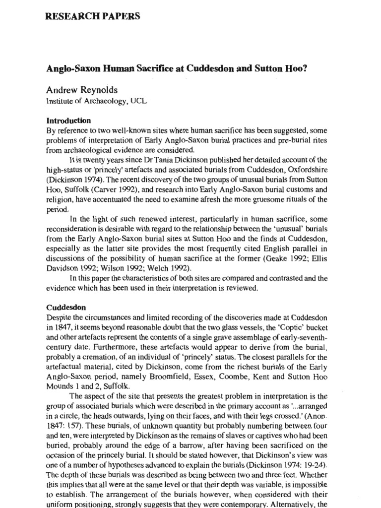 Anglo-Saxon Human Sacrifice at Cuddesdon and Sutton Hoo? | PDF