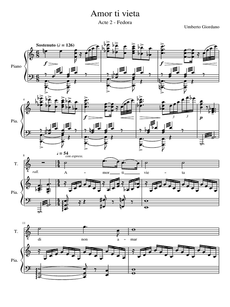 Giordano - Amor Ti Vieta | PDF | Adaptations Of Works | Opera