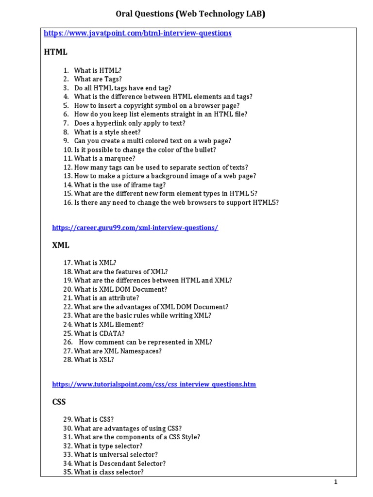 7 Oral Question Bank Te Computer | PDF | Ajax (Programming) | Html Element