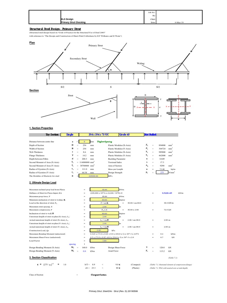 Structural Steel Design for Primary Strut | PDF | Buckling | Structural ...