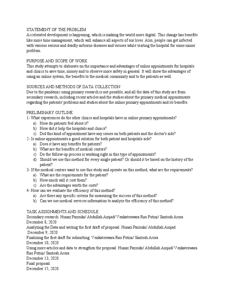 1 Workplan | PDF | Patient | Clinic