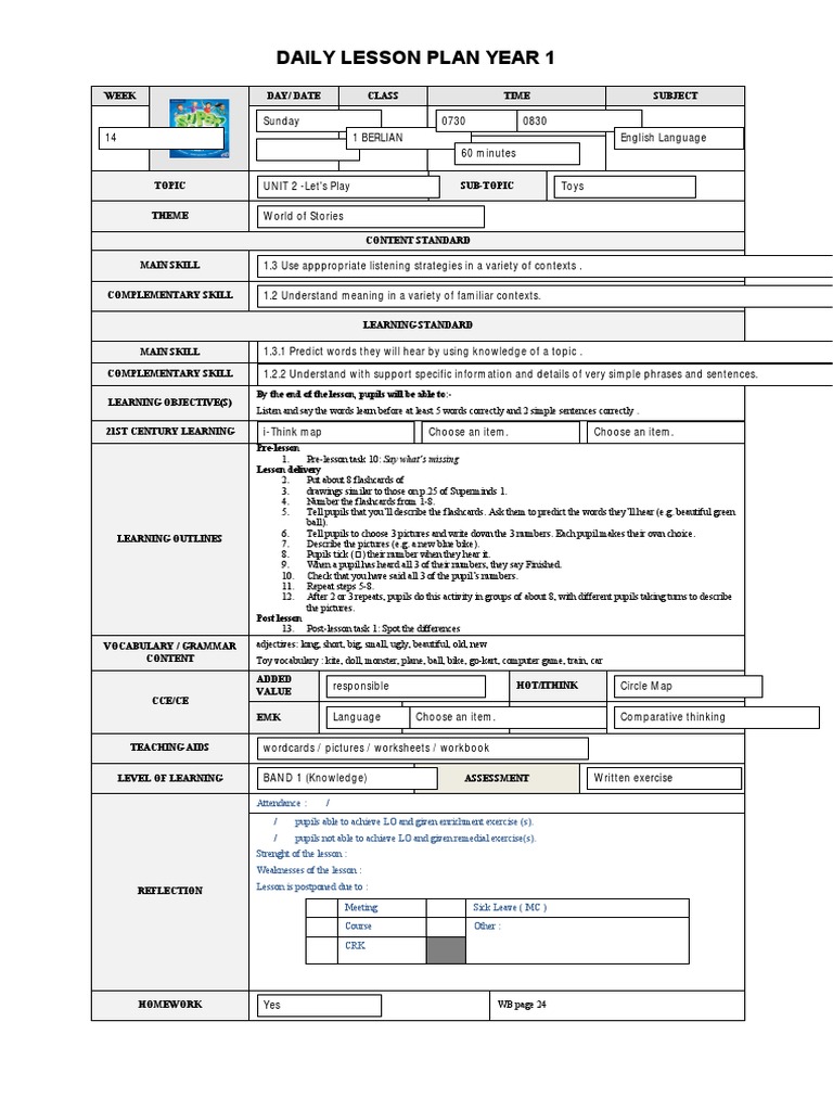 Year 1 Lesson Plan Guide | PDF | Lesson Plan | Teachers