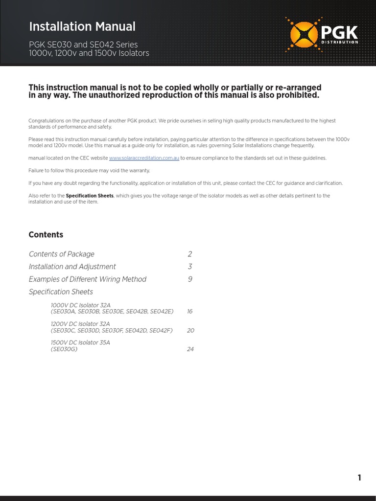 Isolator Installation Manual 2018ew | Download Free PDF | Electrical ...