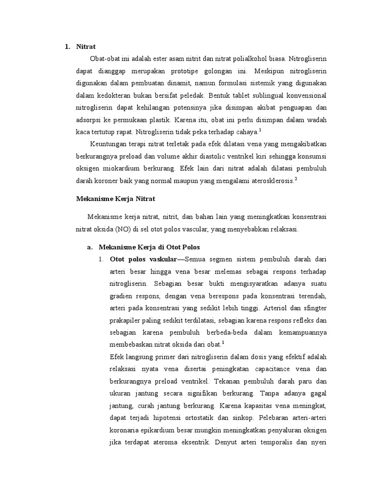 Mekanisme Kerja Obat Nitrat untuk Angina | PDF