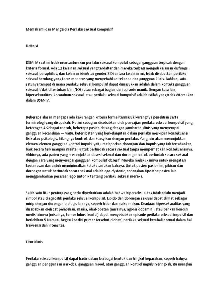 Memahami Dan Mengelola Perilaku Seksual Kompulsif | PDF