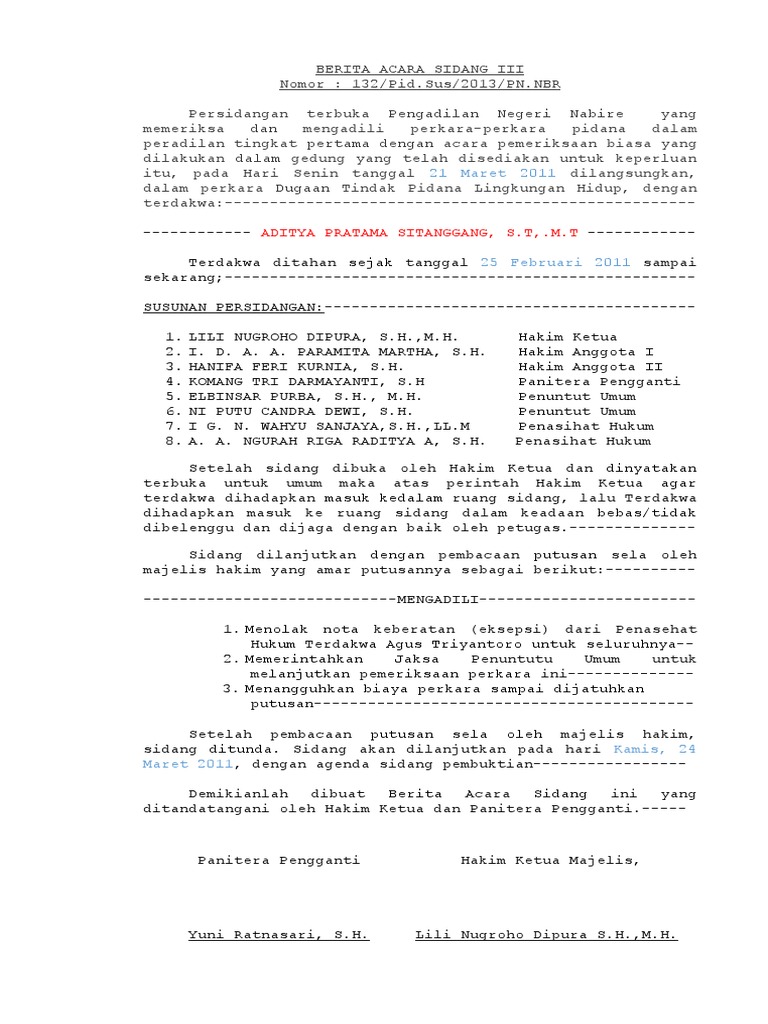 Bas Iii (Putusan Sela) | PDF