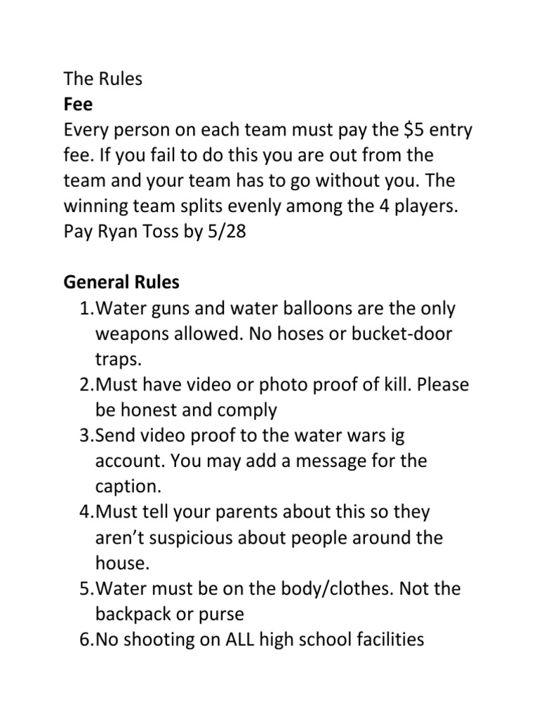 Water Wars Rules | PDF | Violence