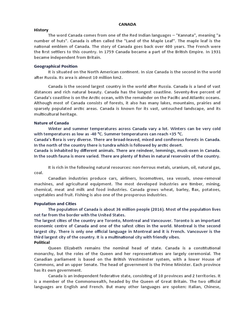 Geographical Position: Canada History | PDF | Canada | Christmas