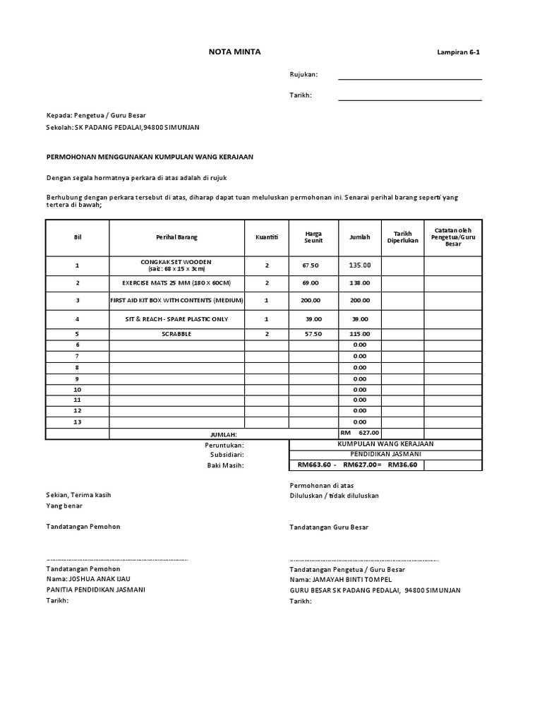 Nota Minta - 2021 | PDF