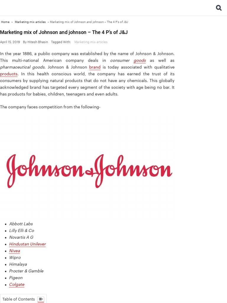 Marketing Mix of Johnson and Johnson - The 4P's of Johnson & Johnson ...