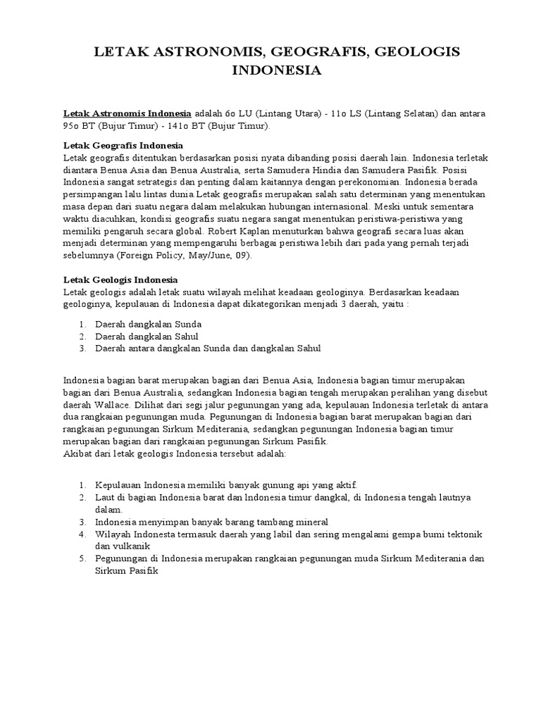 Letak Astronomis, Geografis, Geologis Indonesia | PDF