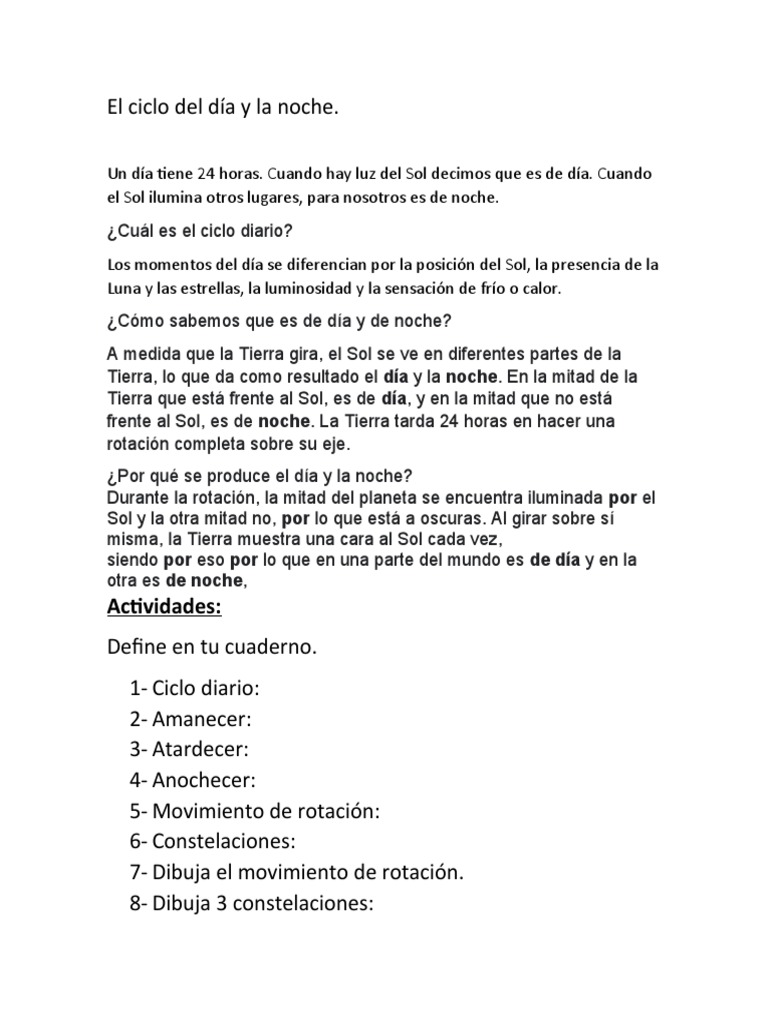El Ciclo Del Día y La Noche | PDF | Ciencia y matemáticas