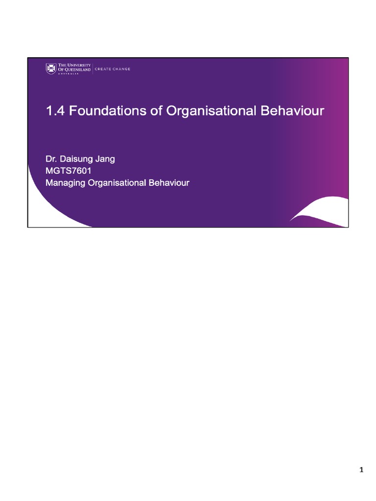 Slides 1.4 - Foundations of OB | PDF | Organizational Behavior | Sociology