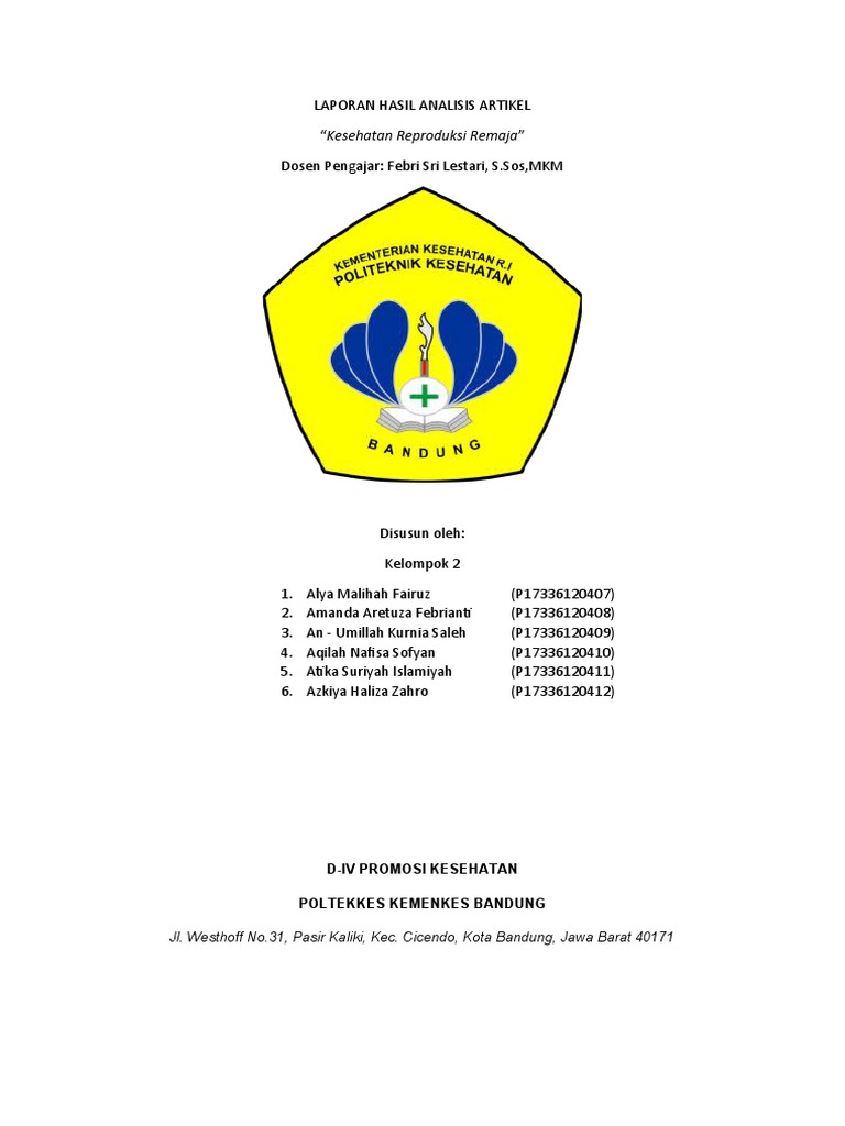 Laporan Analisis Kesehatan Reproduksi Remaja | PDF