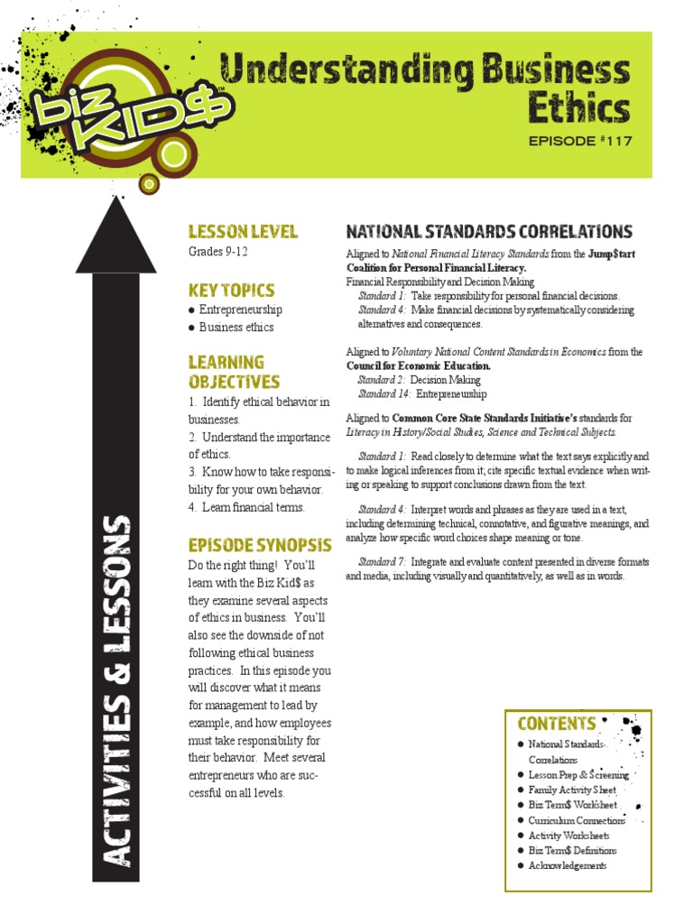 Biz Kids Lesson 117 High School | PDF | Business Ethics | Morality